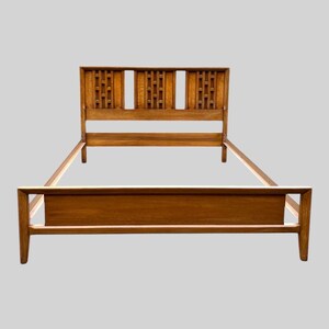 MCM Walnut Wood Bed Headboard Full Size White Furniture Co Footboard - Etsy