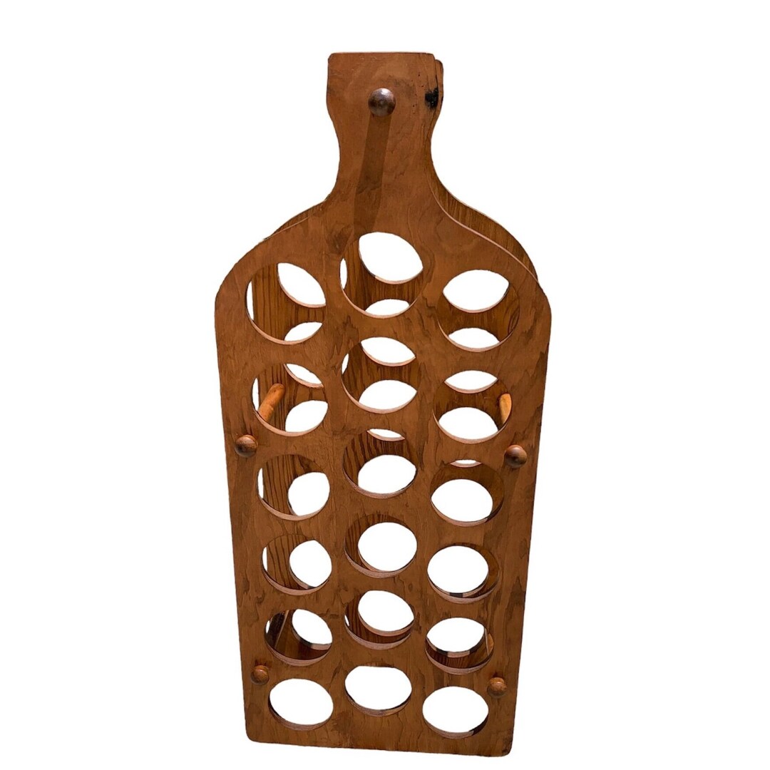 MCM Bottle Shape Wine Rack Wood Floor Large 18 Bottles Boho - Etsy