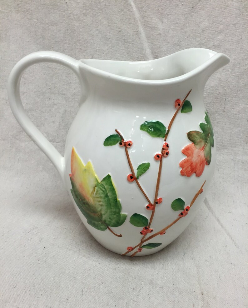 Vintage White Flower Pitcher Ceramic Italy Shabby Chic Cottage - Etsy