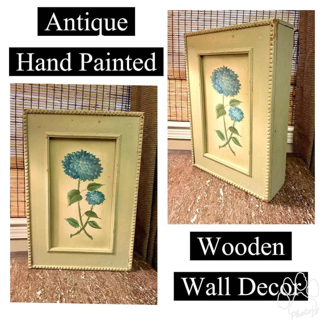 Hand Painted Wood Box Floral Painting Wall Decor Vintage French Art ...