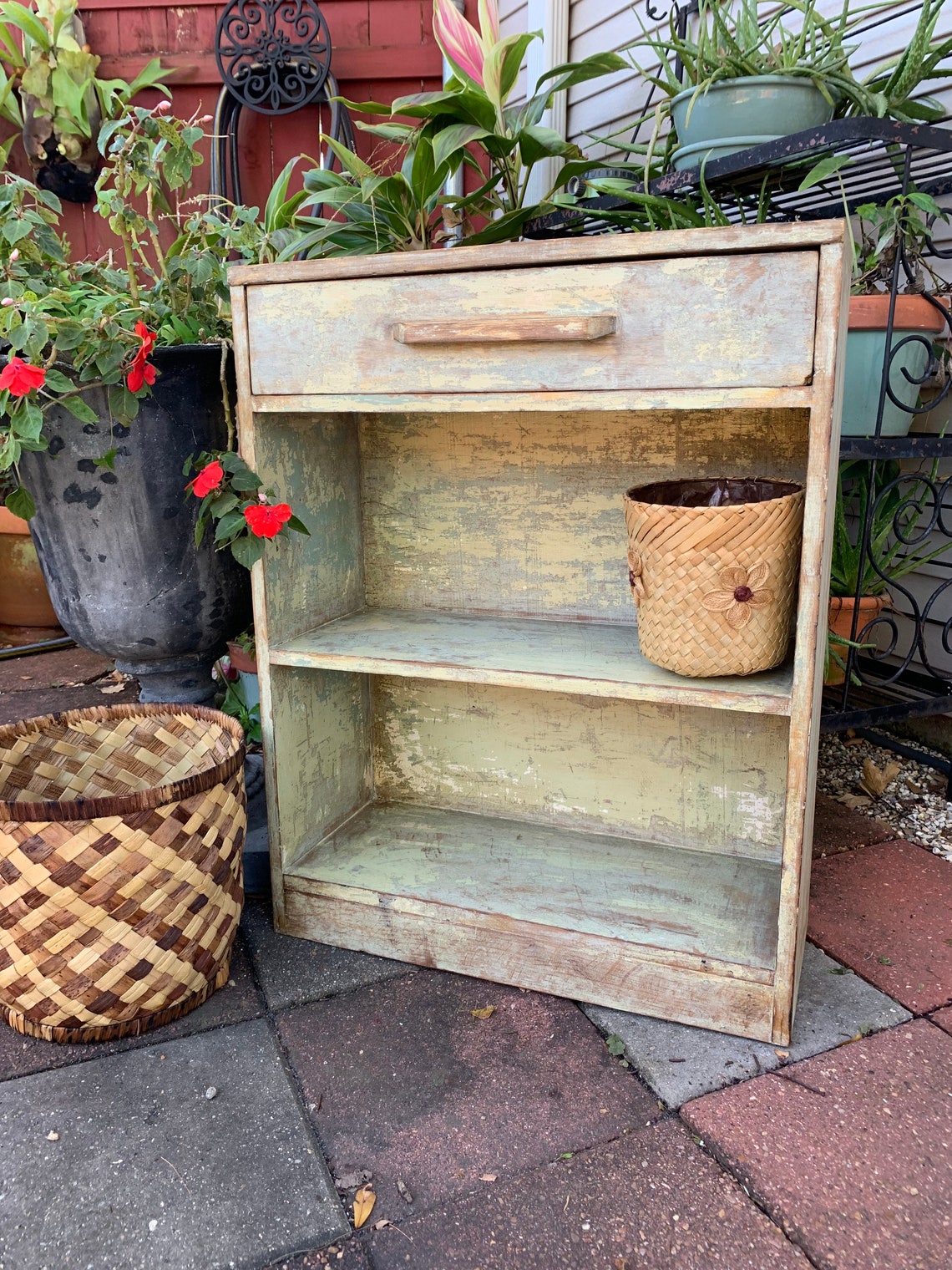 Primitive Wood Bookcase Bookshelf Cabinet Drawer Antique - Etsy