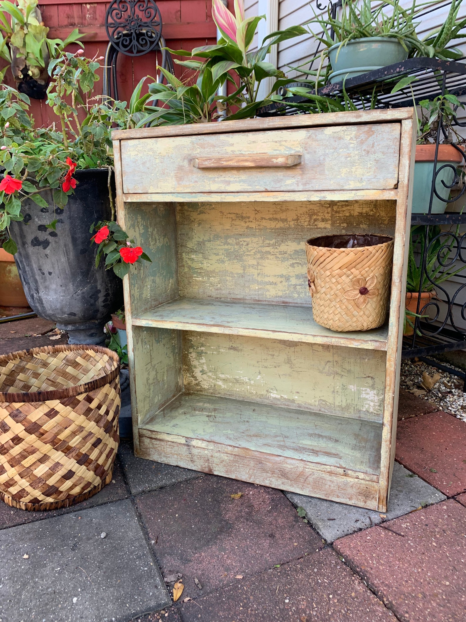 Primitive Wood Bookcase Bookshelf Cabinet Drawer Antique - Etsy