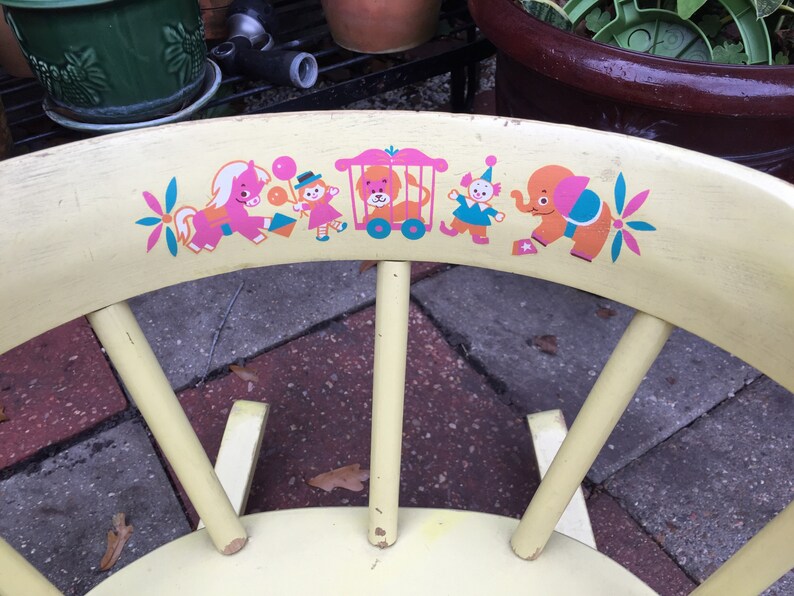 Childs Rocking Chair Bentwood Rocker Wood Painted Yellow Shabby Chic ...
