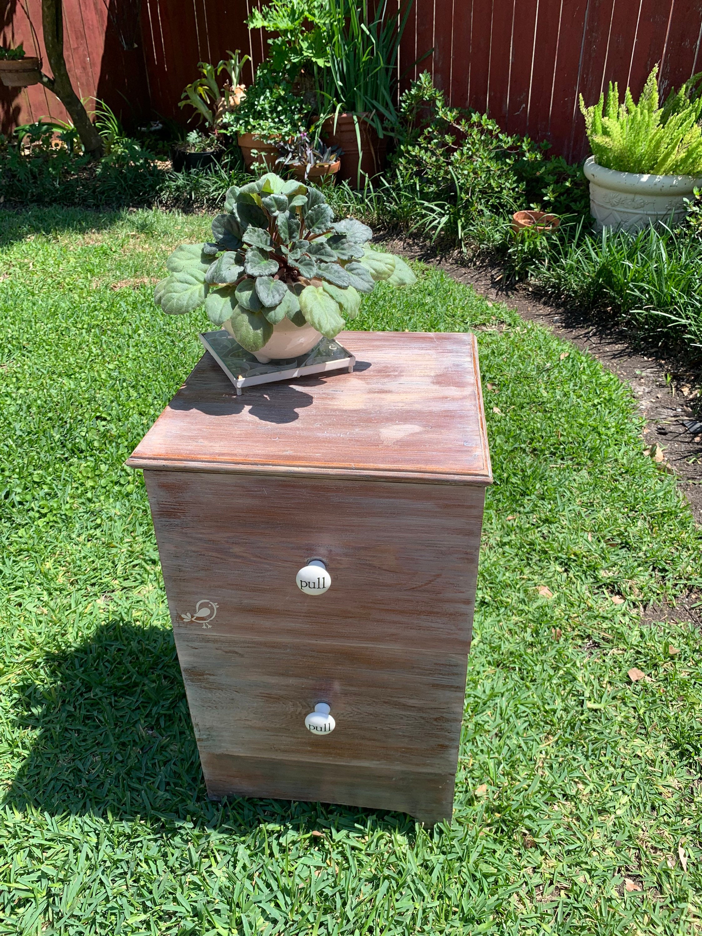 Antique Handcrafted Wood 2 Drawer Chest Nightstand Cabinet Primitive ...