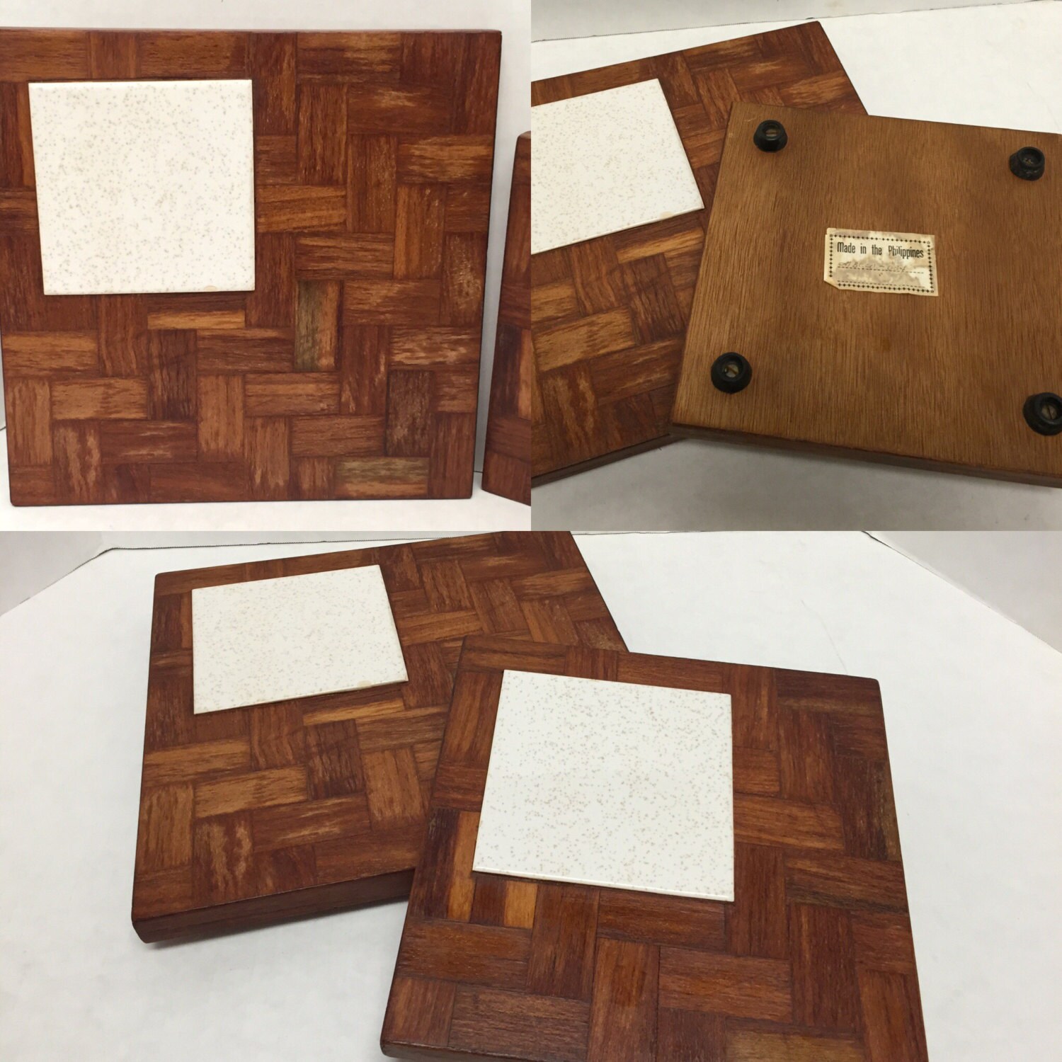 Wood Tile Cheese Tray/platter Vintage Butcher Block Design - Etsy