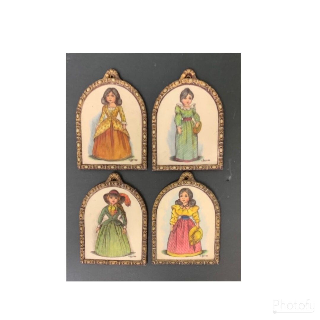 Artini Wall Art Plaque Ladies Women Pictures Vintage Hand Painted ...