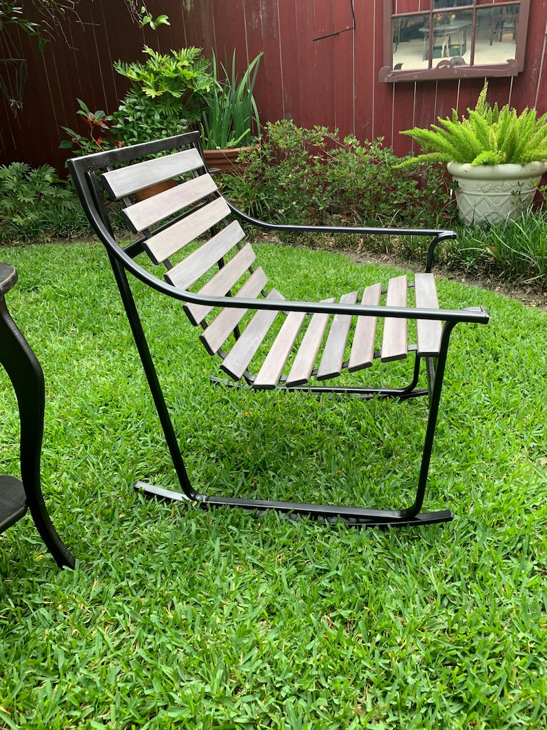 MCM Iron Wood Slat Rocking Chair Rocker Patio Samsonite Co - Etsy