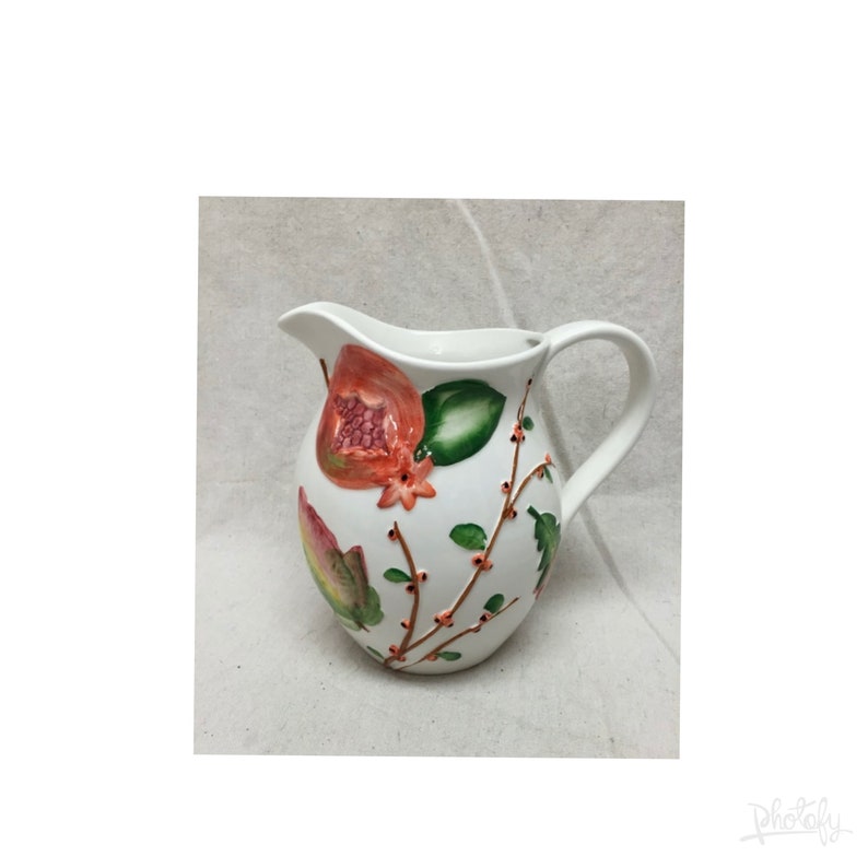 Vintage White Flower Pitcher Ceramic Italy Shabby Chic Cottage - Etsy