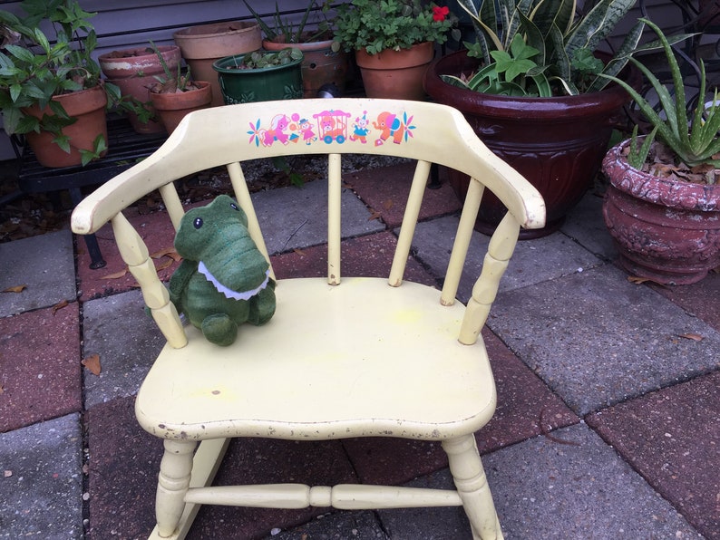Childs Rocking Chair Bentwood Rocker Wood Painted Yellow - Etsy