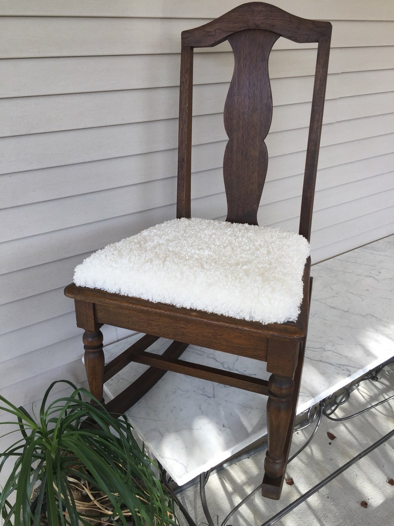 Rocking Chair Rocker Nursery Child Children Faux Fur Oak Antique Decor ...