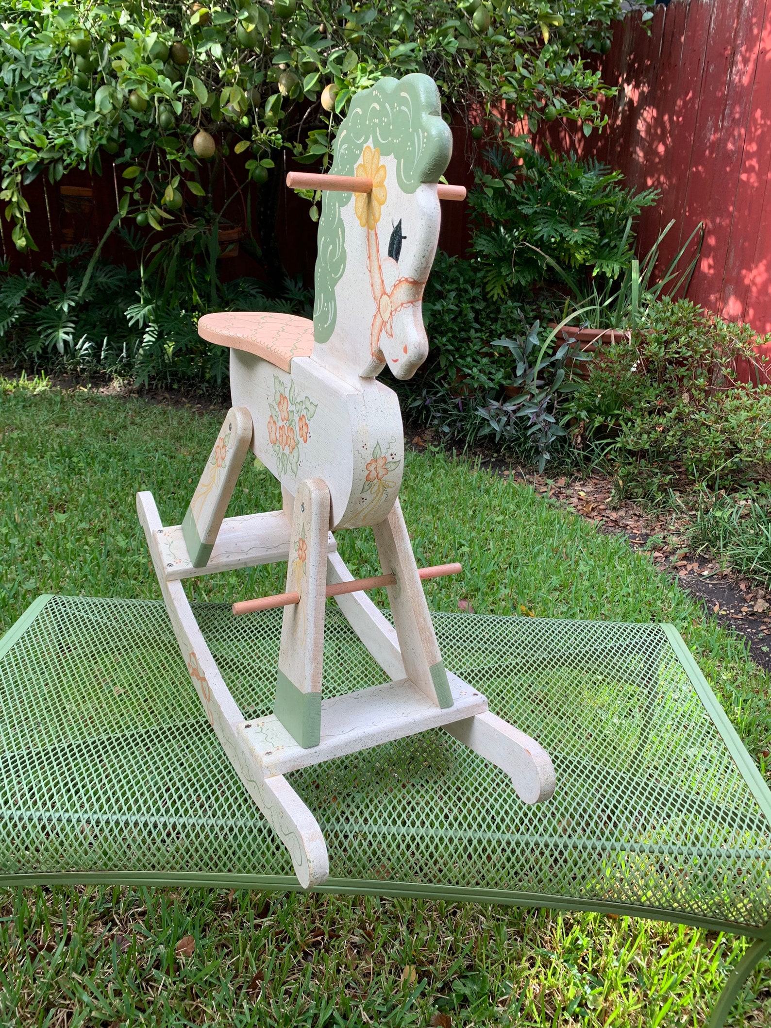80s Rocking Horse Toy Child Children Hand Painted Signed Nursery Decor ...