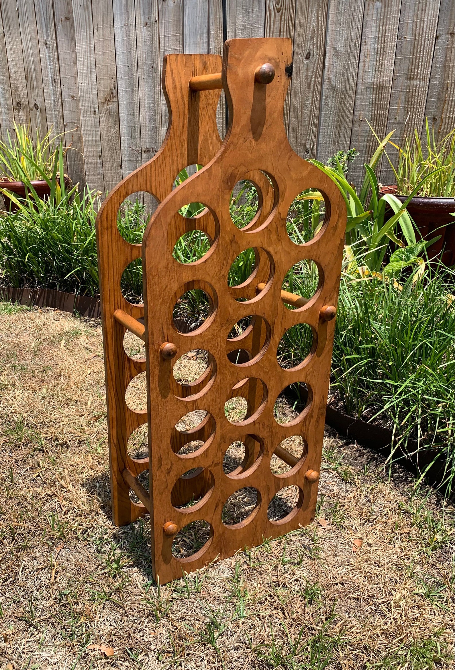 MCM Bottle Shape Wine Rack Wood Floor Large 18 Bottles Boho - Etsy