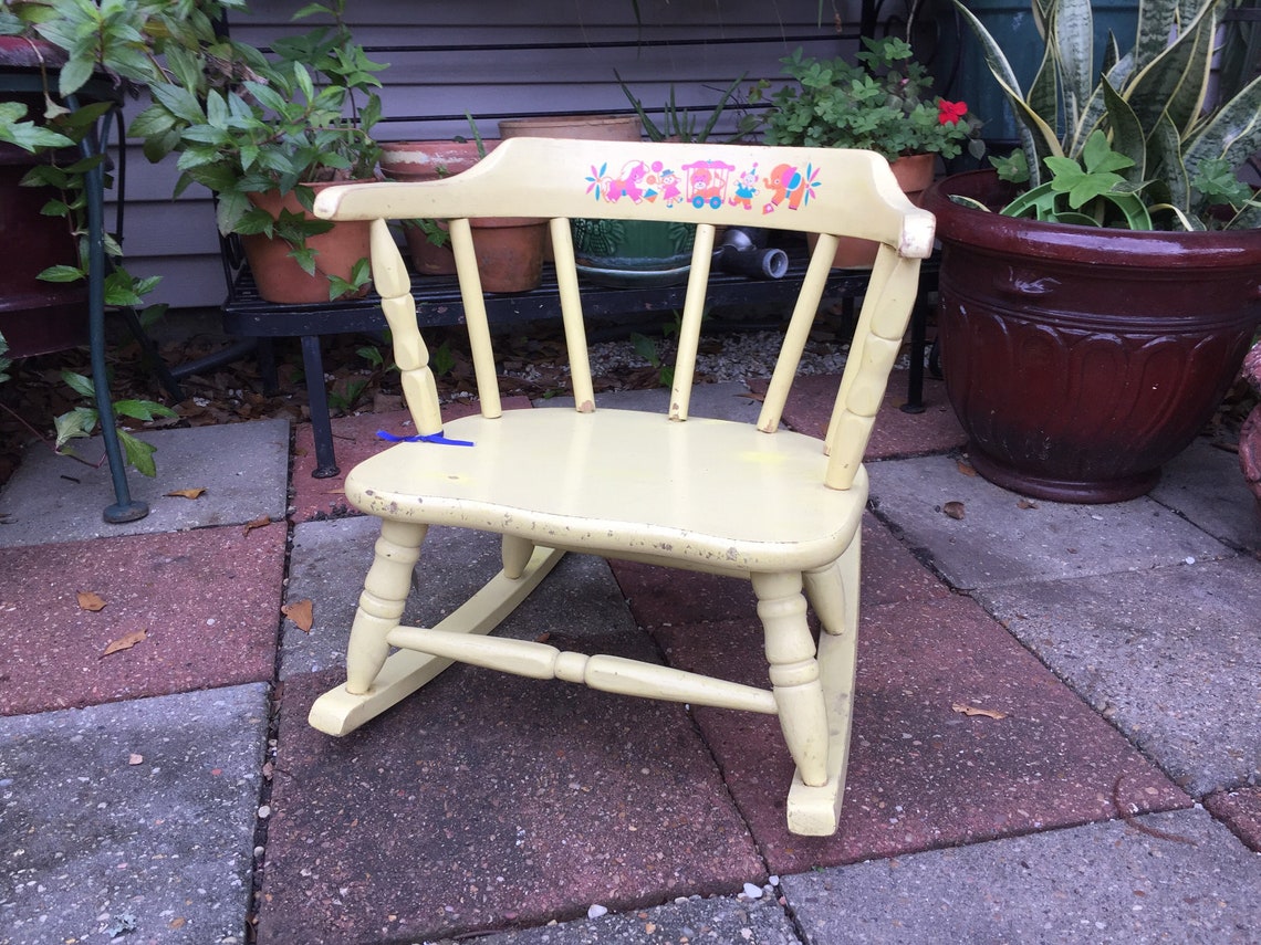 Childs Rocking Chair Bentwood Rocker Wood Painted Yellow - Etsy