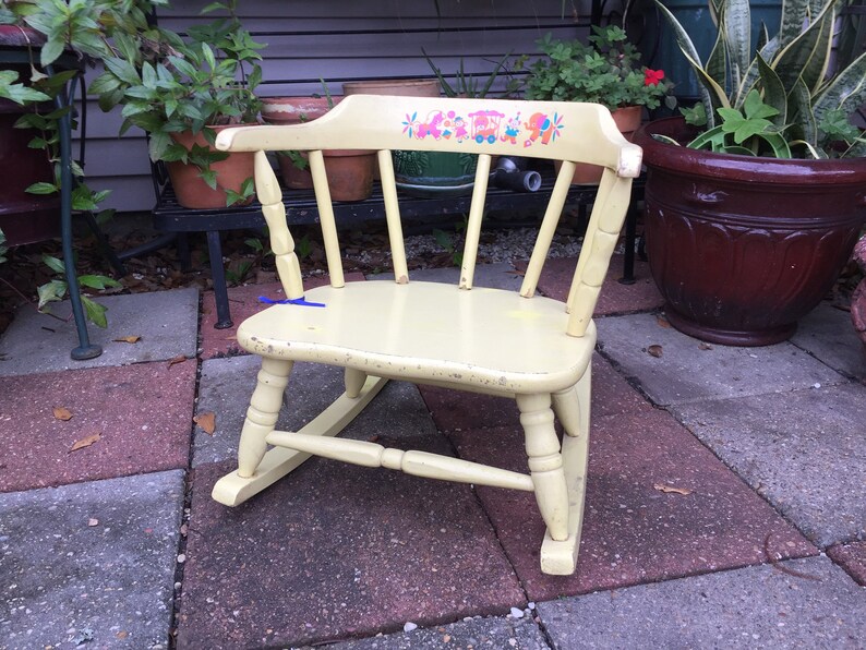 Childs Rocking Chair Bentwood Rocker Wood Painted Yellow - Etsy