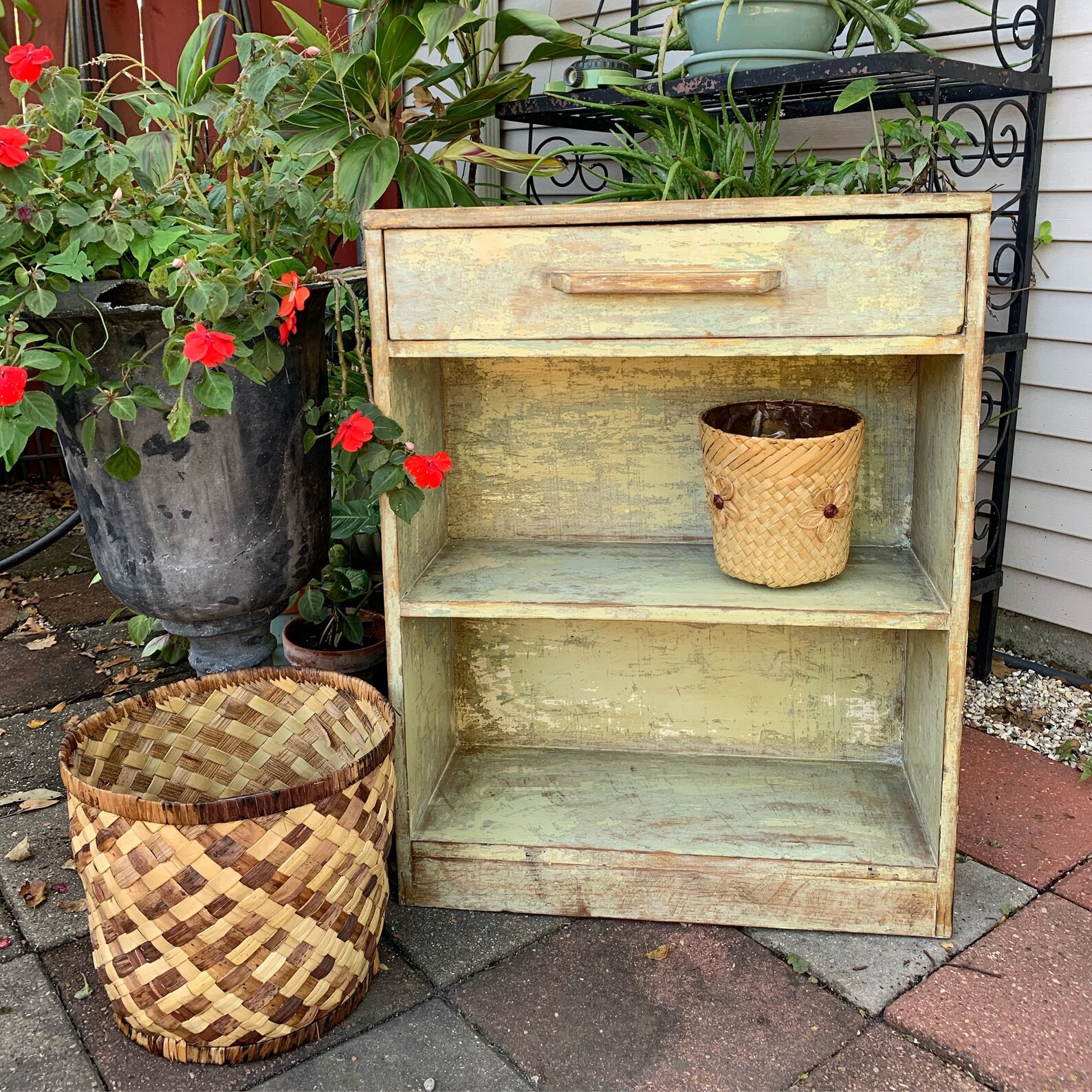 Primitive Wood Bookcase Bookshelf Cabinet Drawer Antique - Etsy