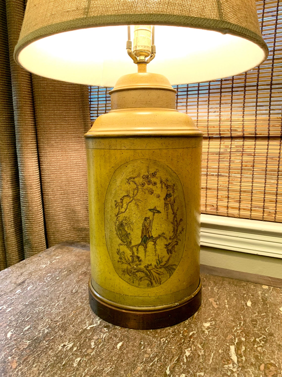 Chinoiserie Tea Canister Lamp Ginger Jar Vintage Large Yellow - Etsy