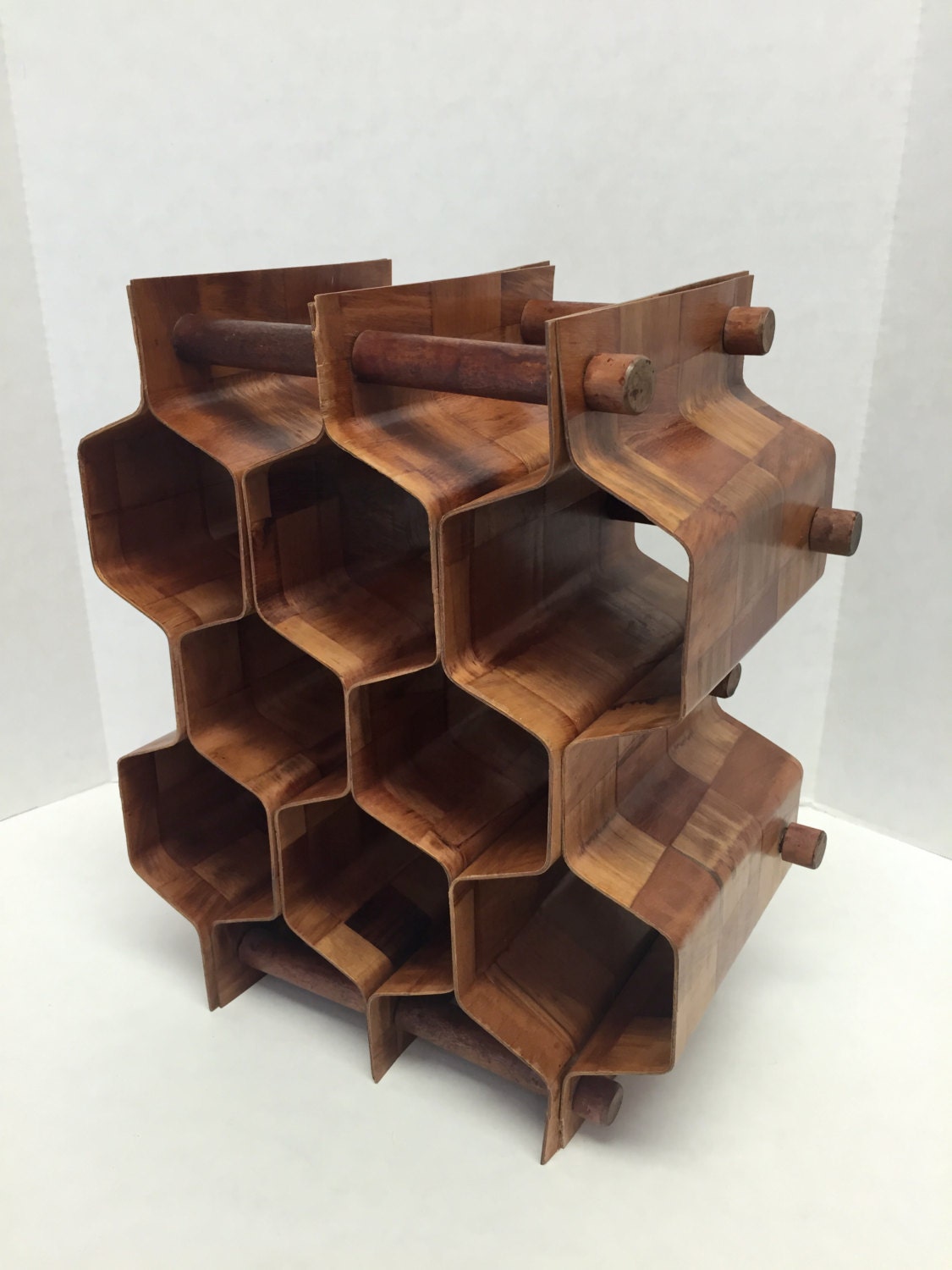 Mid Century Modern Bentwood Wine Rack Honeycomb Vintage Wood - Etsy