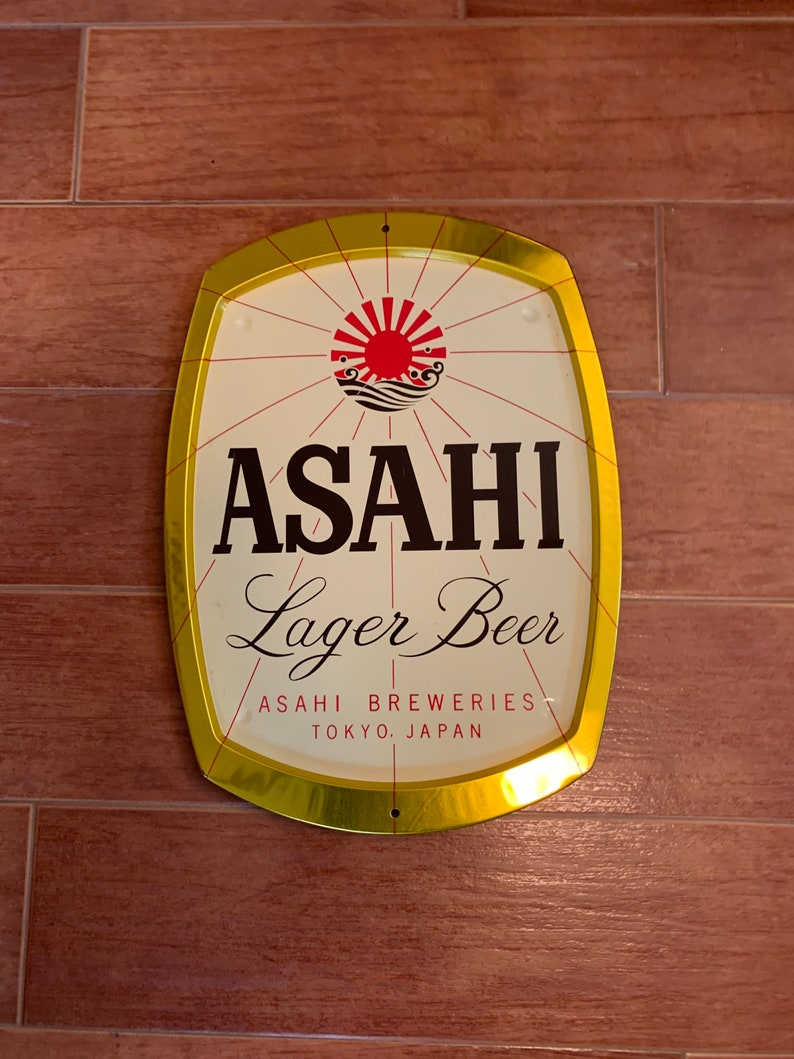 ASAHI Lager Beer Metal Serving Tray Advertising Sign Japan Logo Wall ...