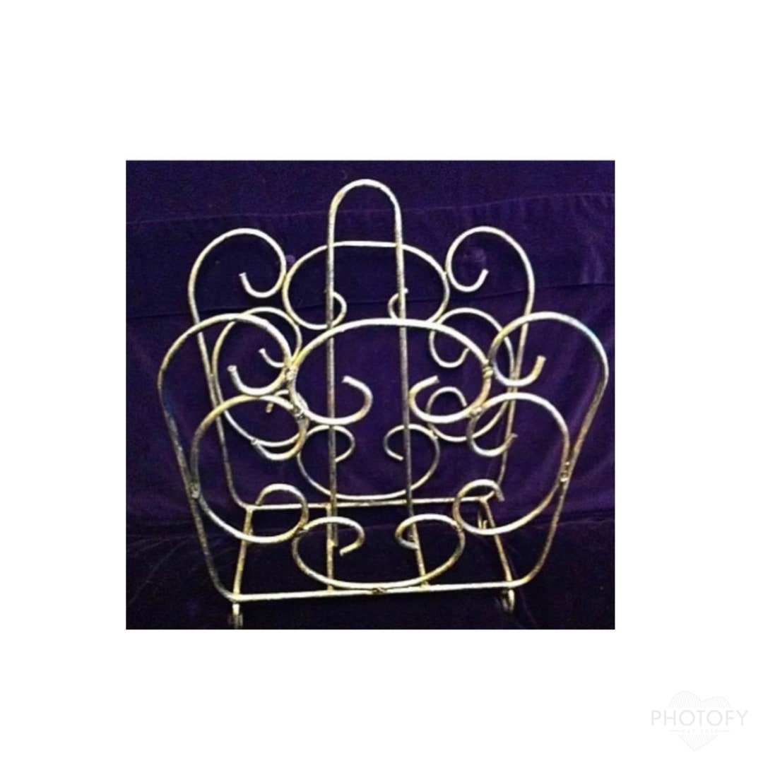 Wrought Iron Magazine Rack Holder Hollywood Regency Mid Century Metal ...