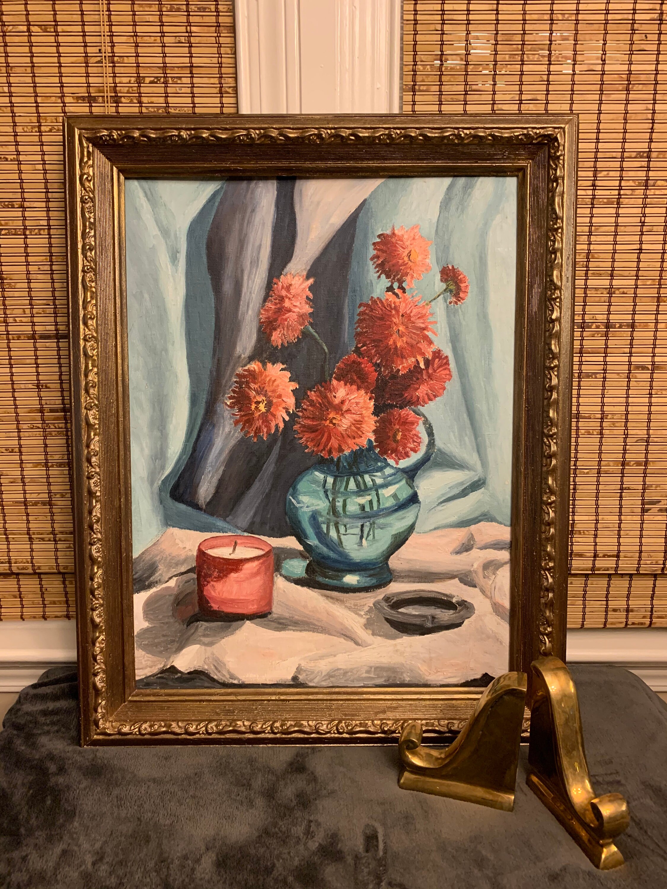 Original Painting Wall Art MCM Acrylic Signed Flowers Floral Framed ...