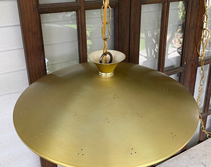 MCM Atomic Gold Metal Hanging Light Fixture Lamp Chain Saucier - Etsy