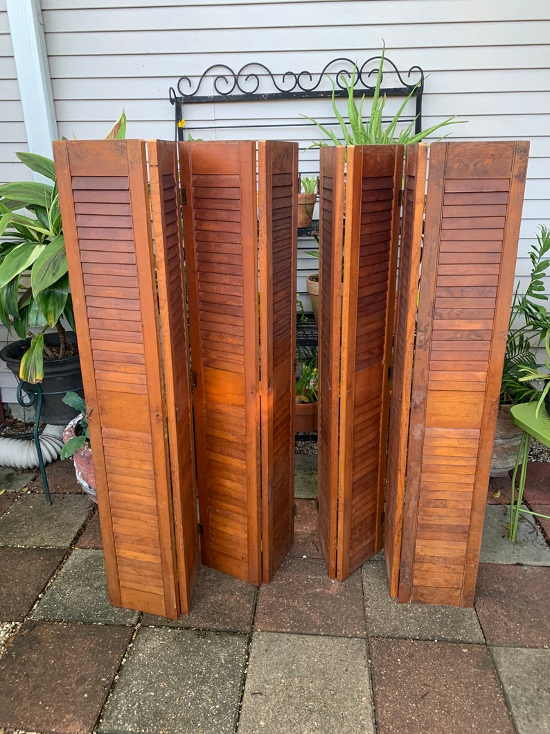Vintage Louvered Shutters Indoor Wood Hinged Window Salvaged | Etsy