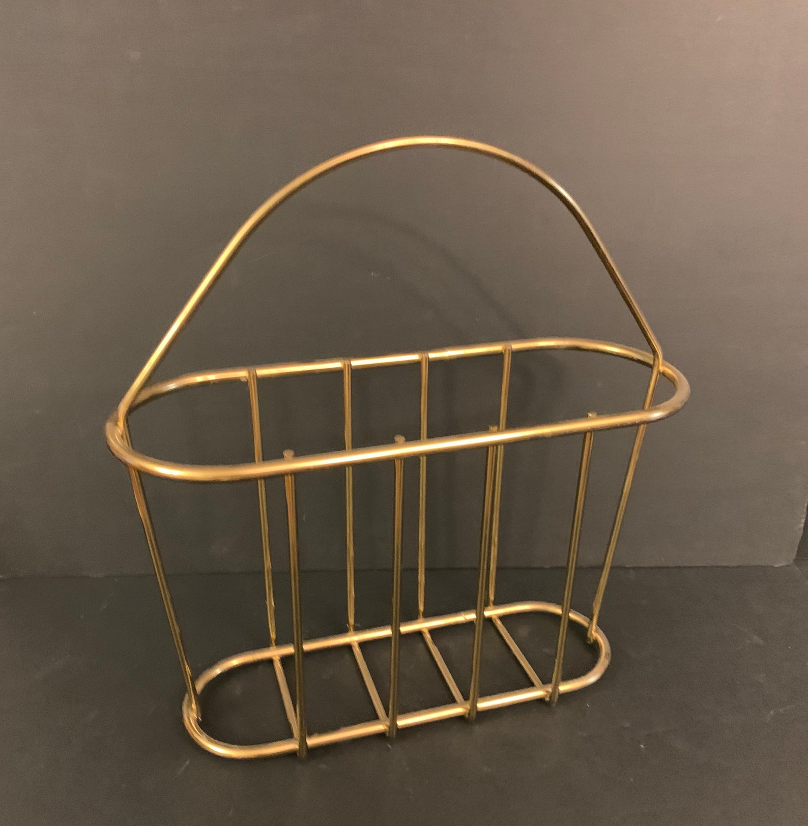 MCM Brass Magazine Rack Towel Holder Hollywood Regency Handle - Etsy