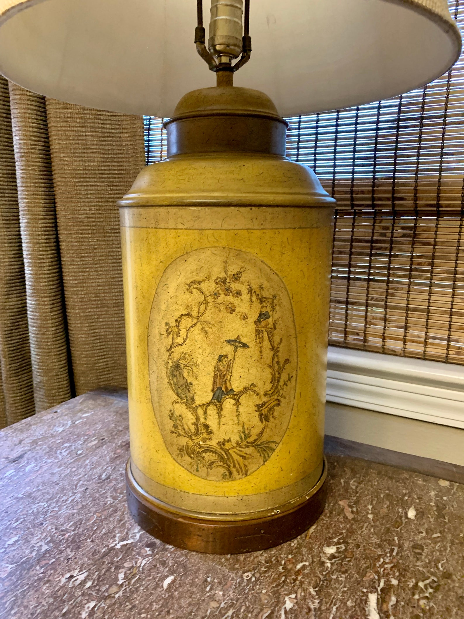 Chinoiserie Tea Canister Lamp Ginger Jar Vintage Large Yellow - Etsy