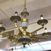 Brass Porcelain Greek Key Chandelier Light Fixture 6 Arm Manor of Tommi ...