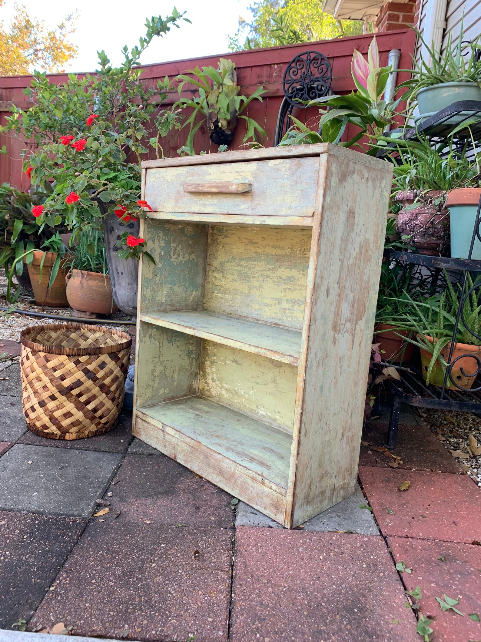 Primitive Wood Bookcase Bookshelf Cabinet Drawer Antique - Etsy