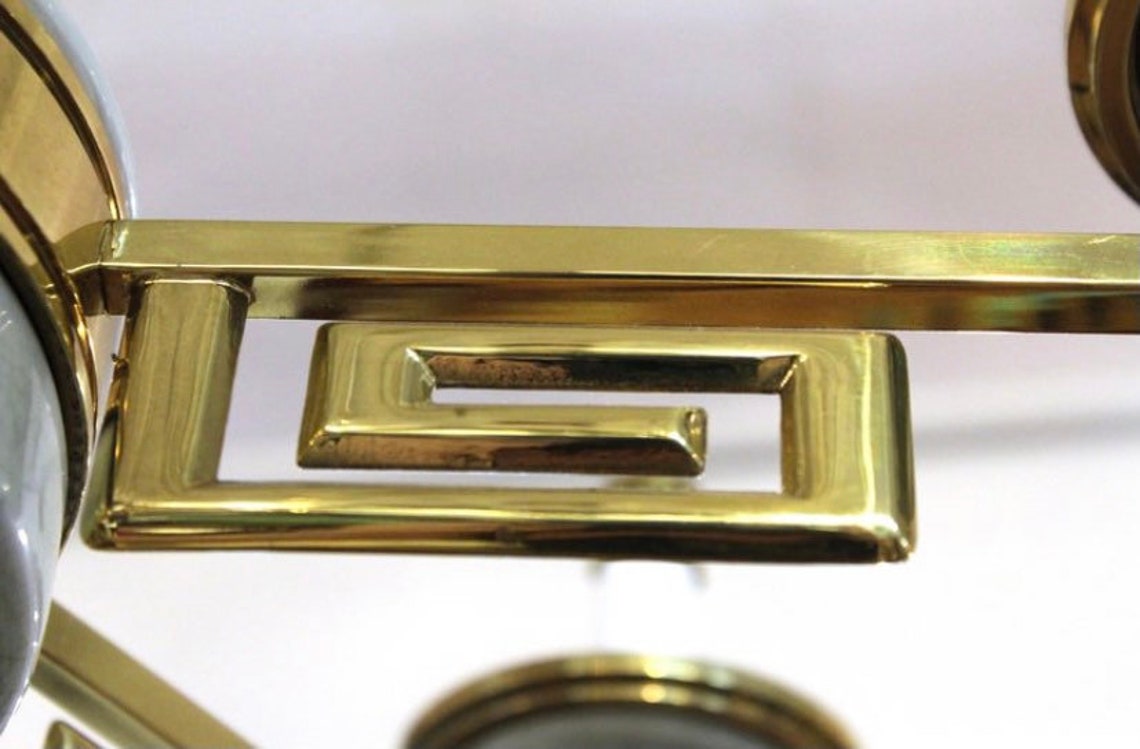 Brass Porcelain Greek Key Chandelier Light Fixture 6 Arm Manor - Etsy
