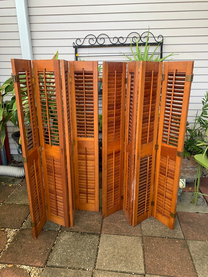 Vintage Louvered Shutters Indoor Wood Hinged Window Salvaged | Etsy