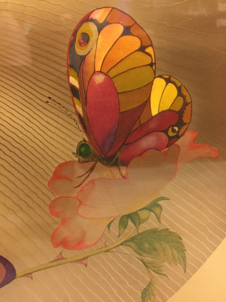 70's Foil Art "rose Nymph" Michelle Emblem Butterfly Lady in a Dress ...