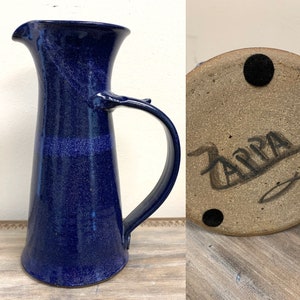 Ceramic Art Studio Pottery Pitcher Vase Blue Zappa Clay Handcrafted - Etsy