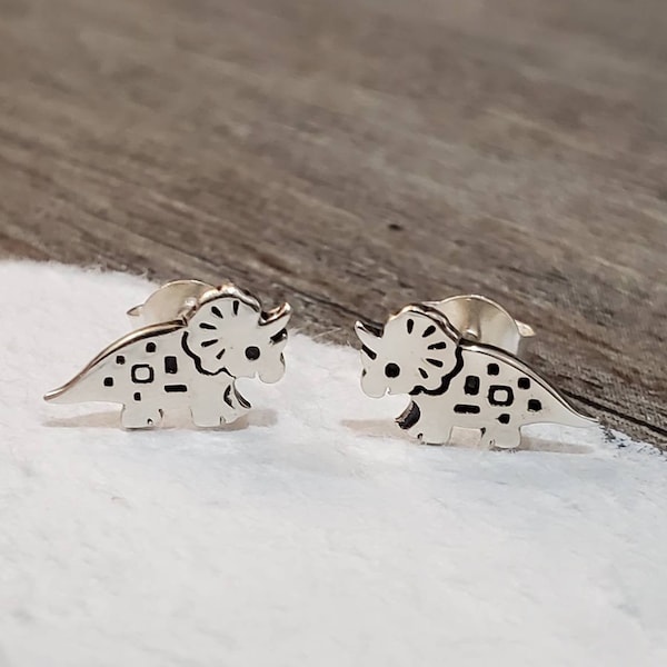 Dinosaur Sterling Silver Studs - Etsy
