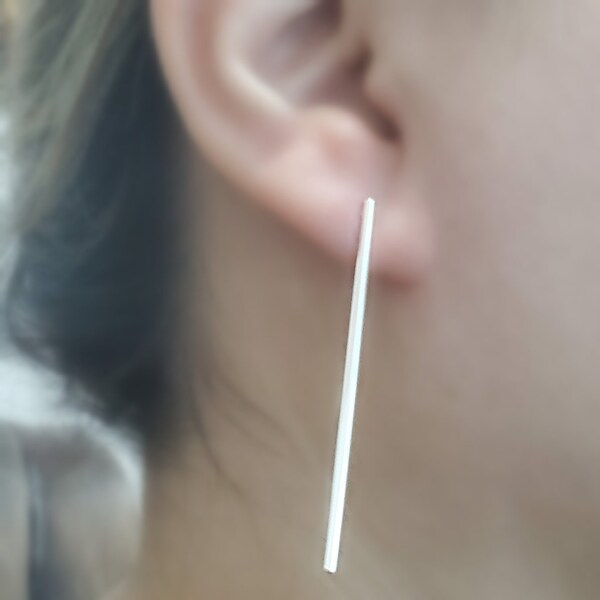 Silver Bar Earrings - Etsy