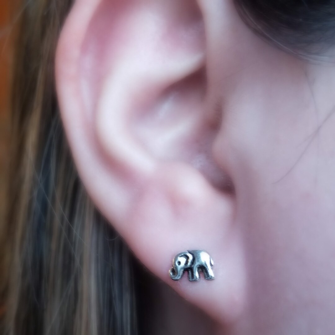 Silver Elephant Ear Studs Earrings 925 Sterling Silver - Etsy