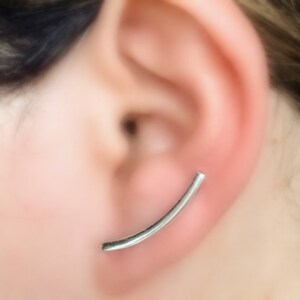Sterling Silver Bar Ear Climbers, Minimalist Sterling Silver Ear Bars ...