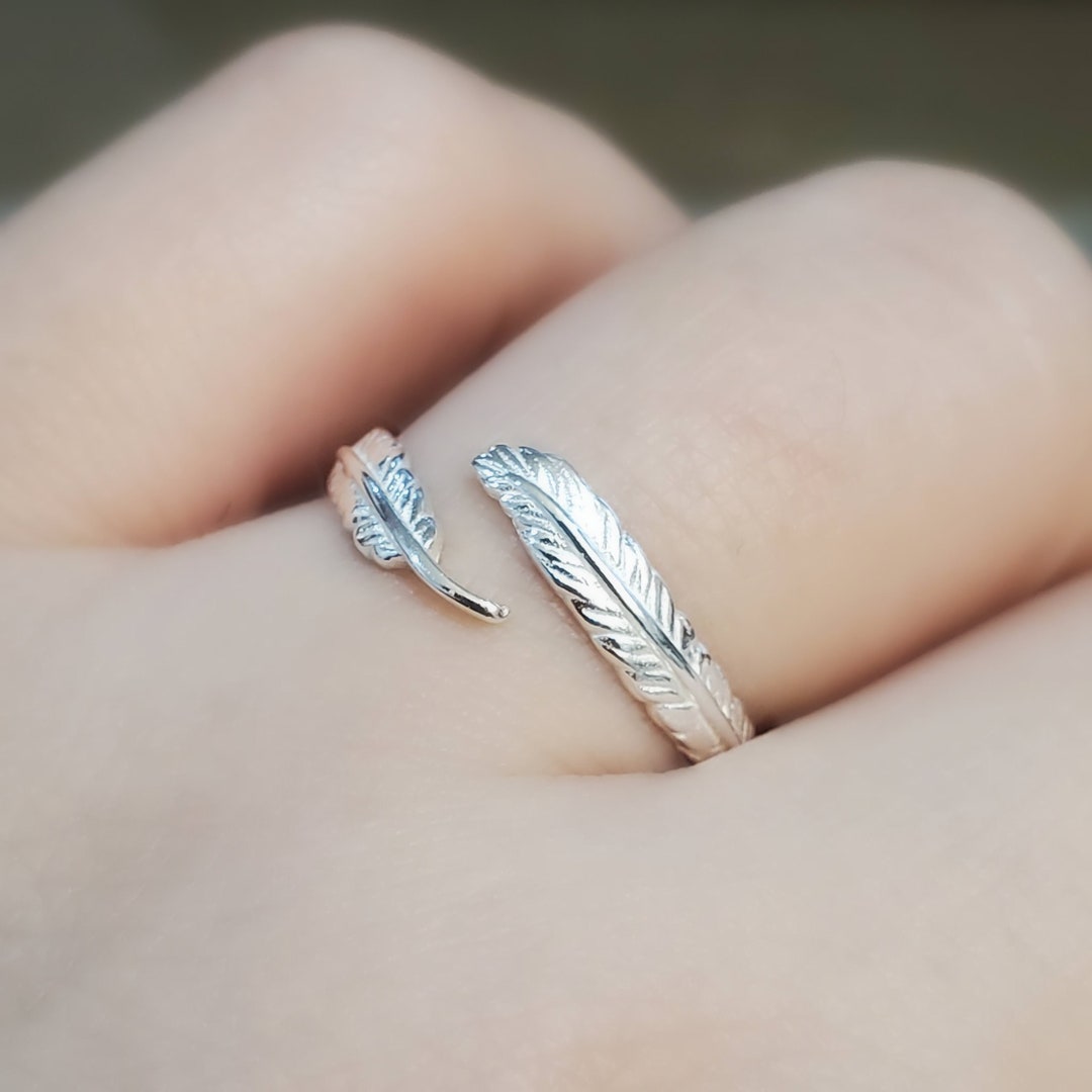 925 Sterling Silver Feather Ring Memorial Ring Guardian Ring Angel Ring ...