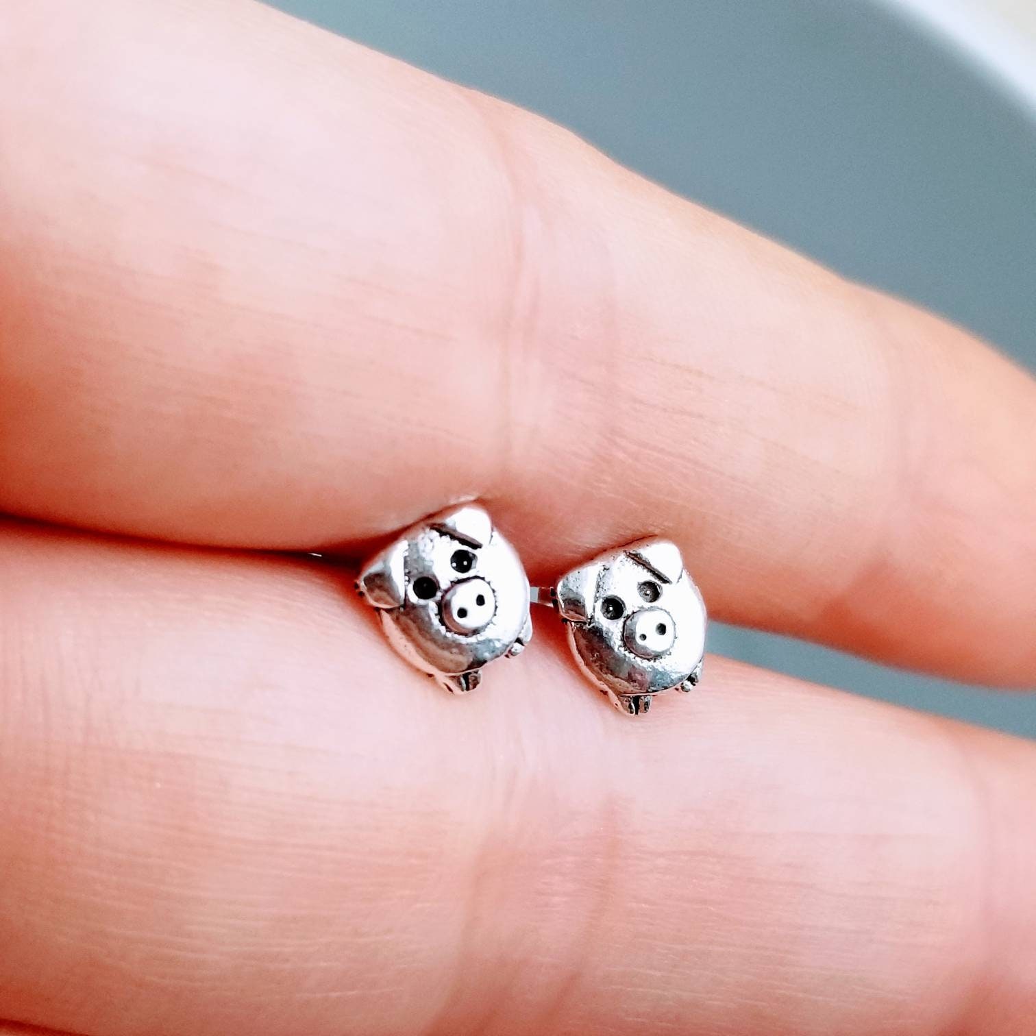 Pig Stud Earrings Pig Stud Silver Pig Earrings Pig - Etsy