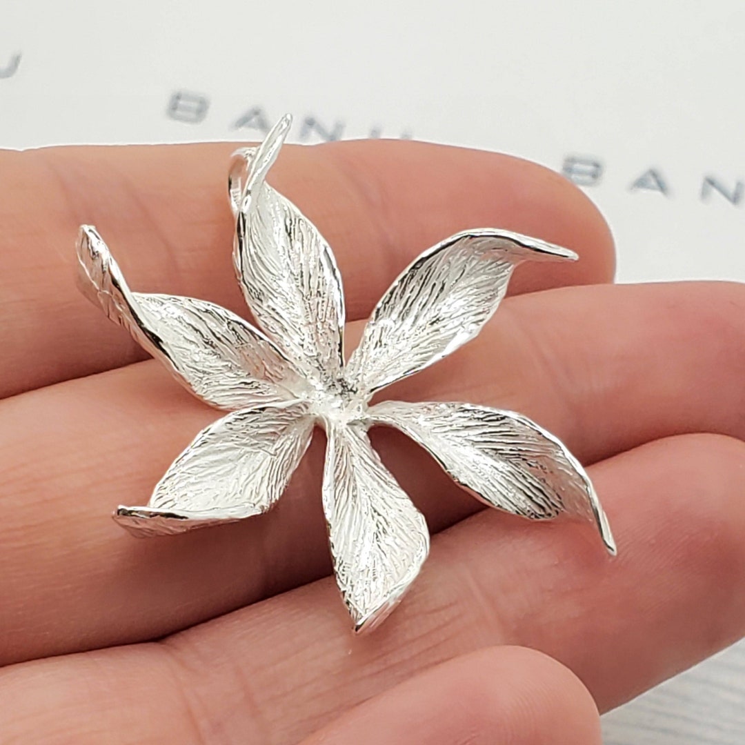 925 Sterling Silver Flower Pendants Flowers Pendant Floral Botanical ...