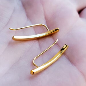 Sterling Silver Bar Ear Climbers, Minimalist Sterling Silver Ear Bars ...
