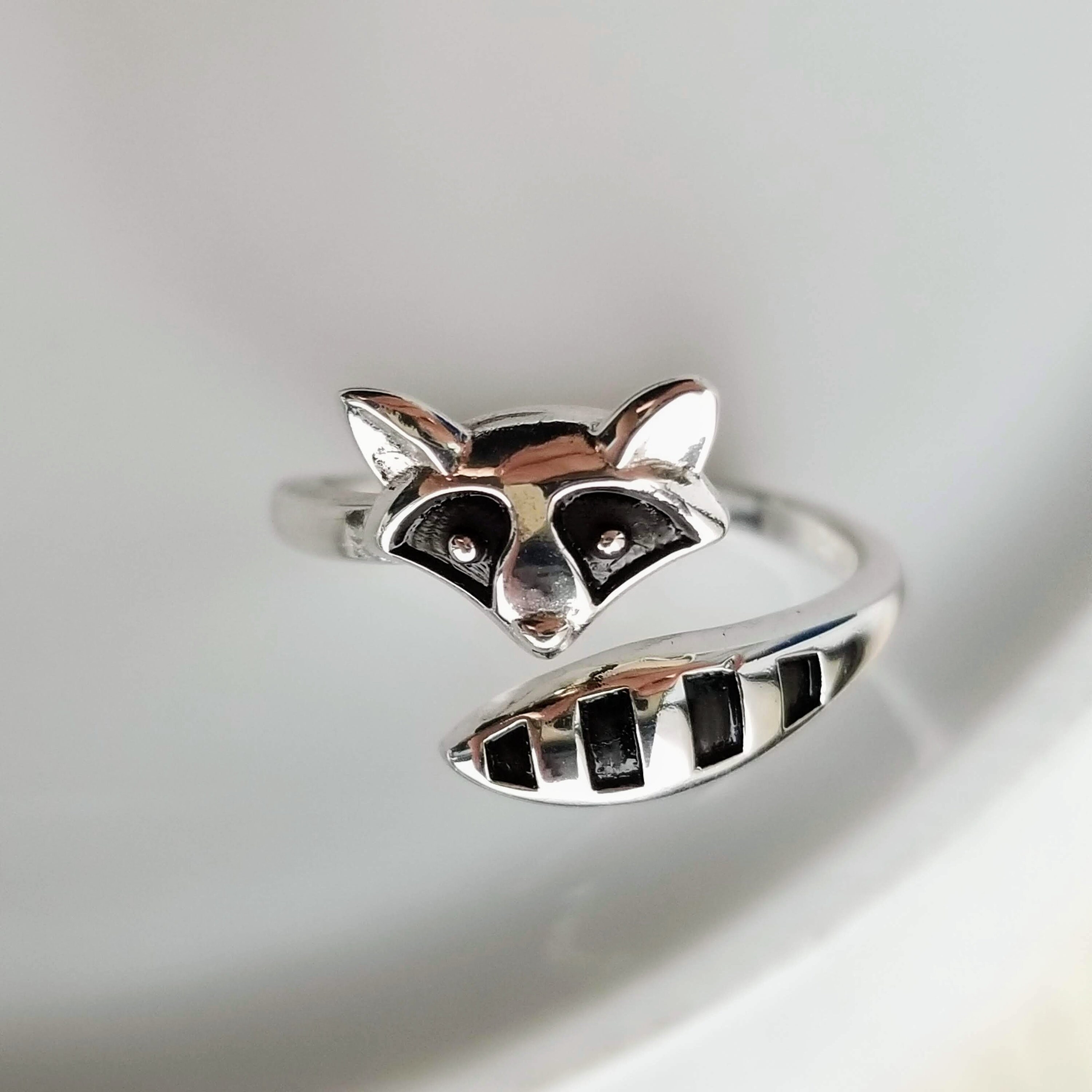 Sterling Silver Raccoon Ring 925 Animal Ring Raccoon Jewelry - Etsy