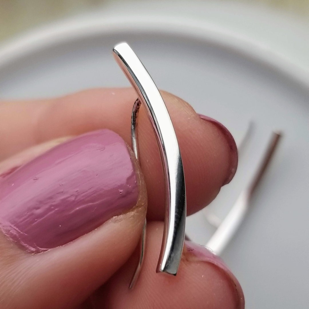 Sterling Silver Bar Ear Climbers, Minimalist Sterling Silver Ear Bars ...