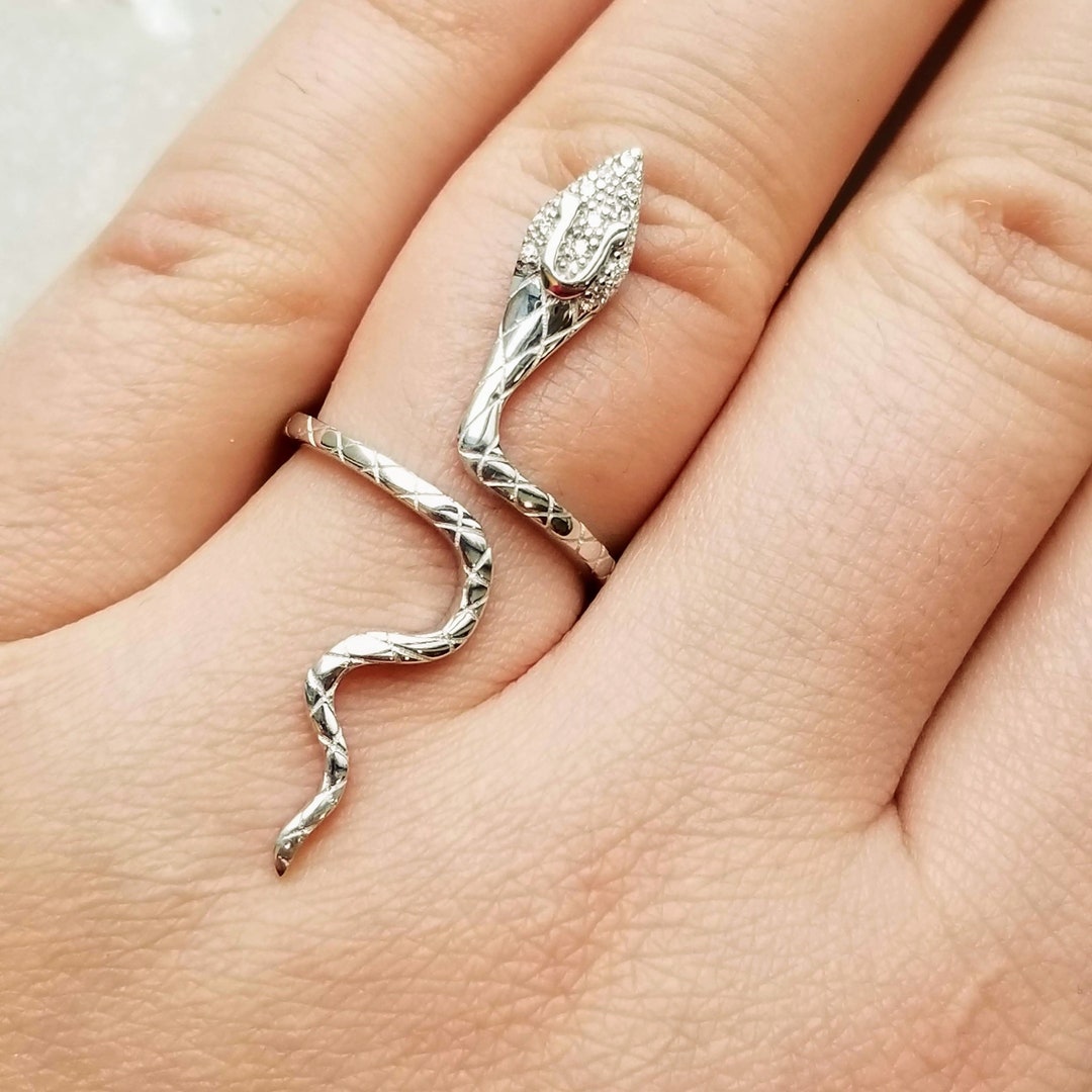 Snake Ring 925 Sterling Silver Adjustable Adjustable Ring Wrap Around ...