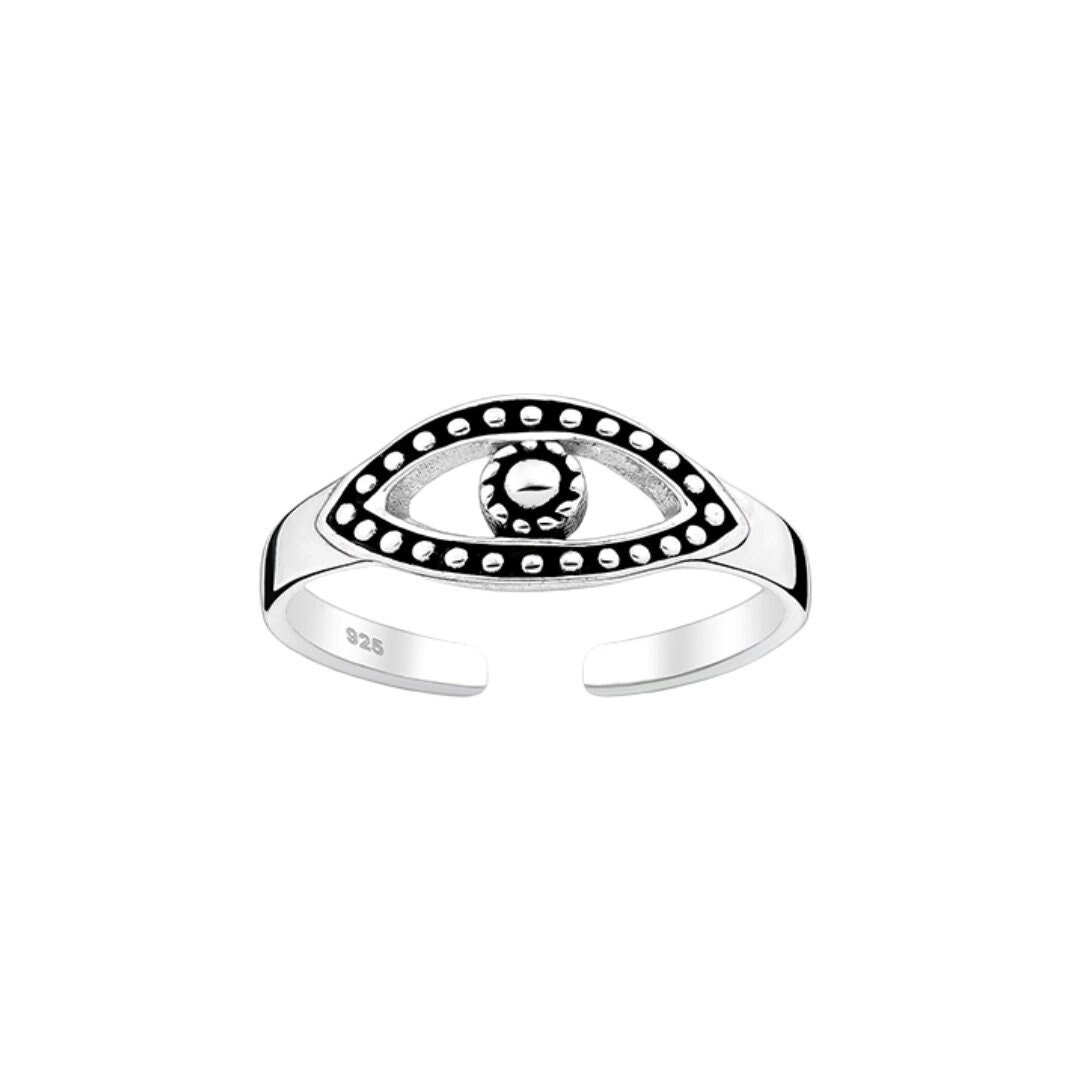 Silver Evil Eye Toe Ring Protection Summer Toe Ring Adjustable Toe Ring ...