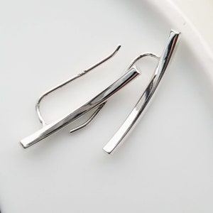 Sterling Silver Bar Ear Climbers, Minimalist Sterling Silver Ear Bars ...