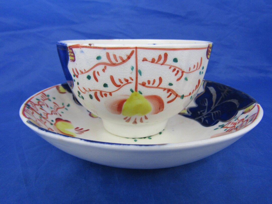 Gaudy Welsh Teacup and Saucer. 19th Century Teacup in Typical Gaudy ...