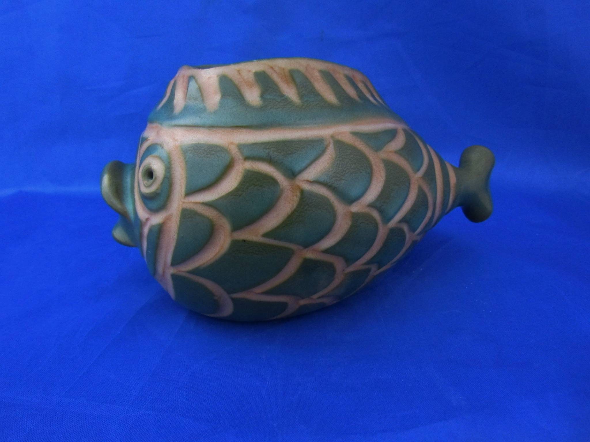 Terracotta fish by Jacques Bichat Bichat. Zoomorphic posy vase by ...