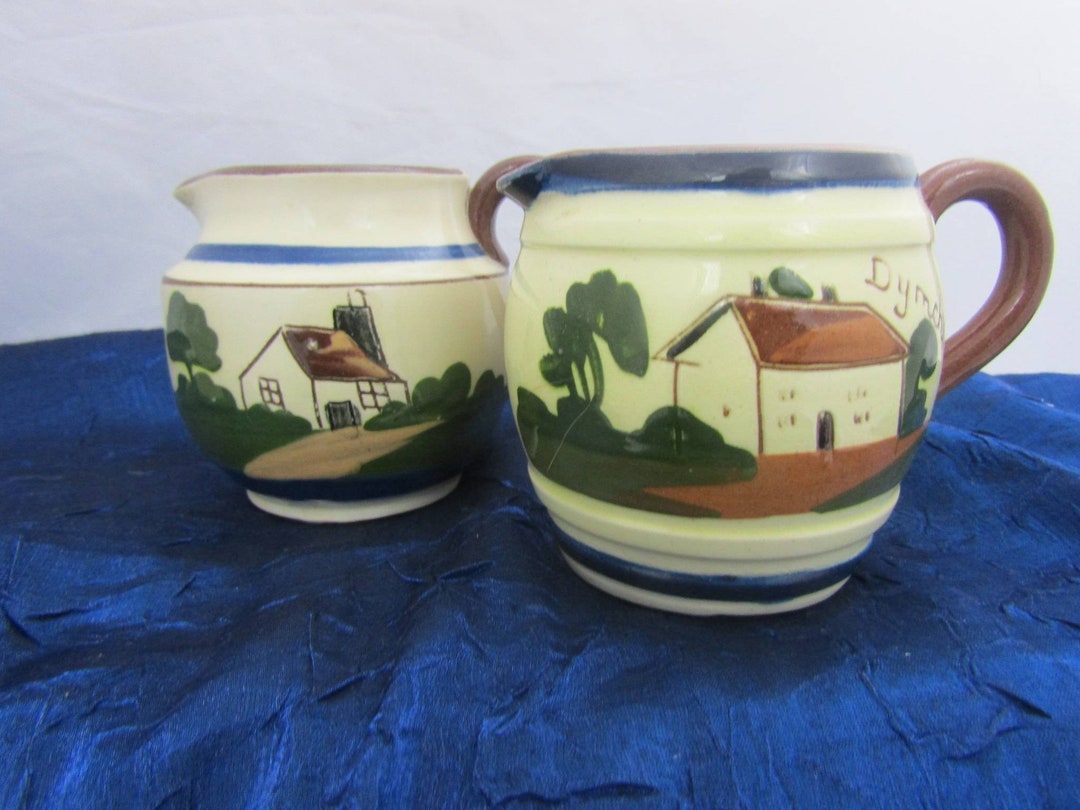 Two Small Motto Ware Jugs or Creamers by Watcombe Pottery, Torquay ...